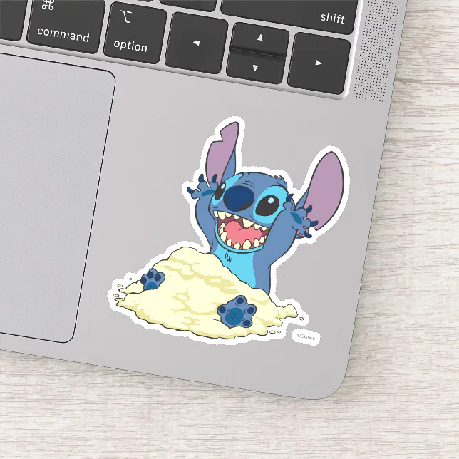 Stich Playing in Sand Disney Sticker | Zazzle