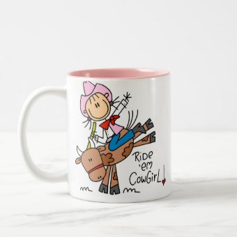 Stick Cowgirl Riding Bull Mug | Zazzle