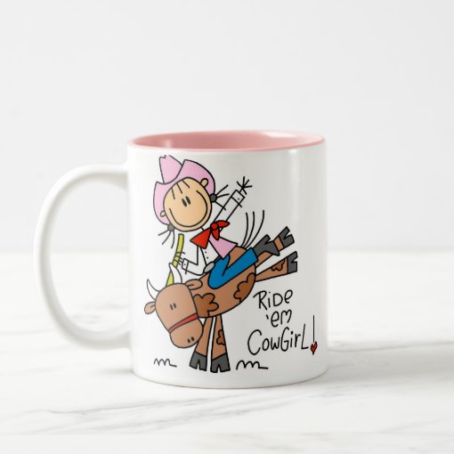 Stick Cowgirl Riding Bull Mug | Zazzle