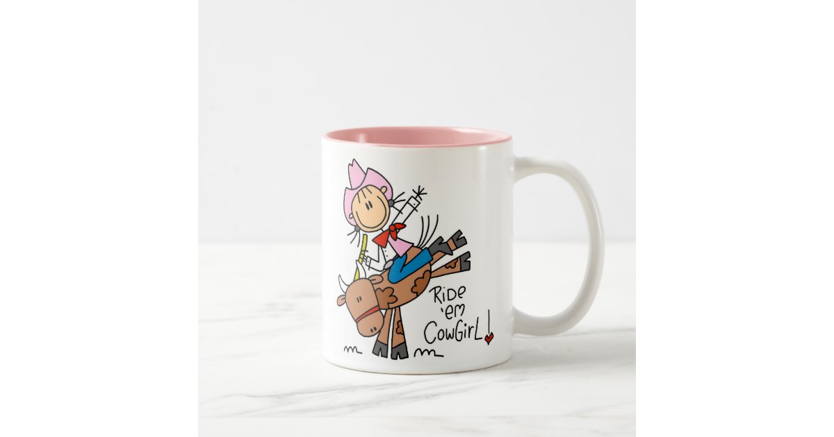 Stick Cowgirl Riding Bull Mug | Zazzle