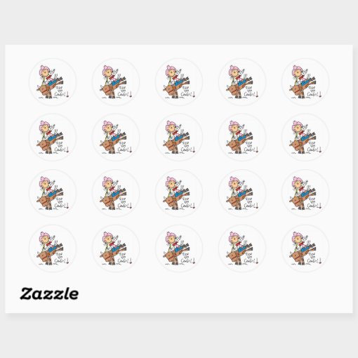 Stick Cowgirl Riding Bull Stickers | Zazzle