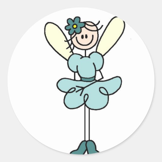 Stick Figure Angel In Teal Sticker | Zazzle.com
