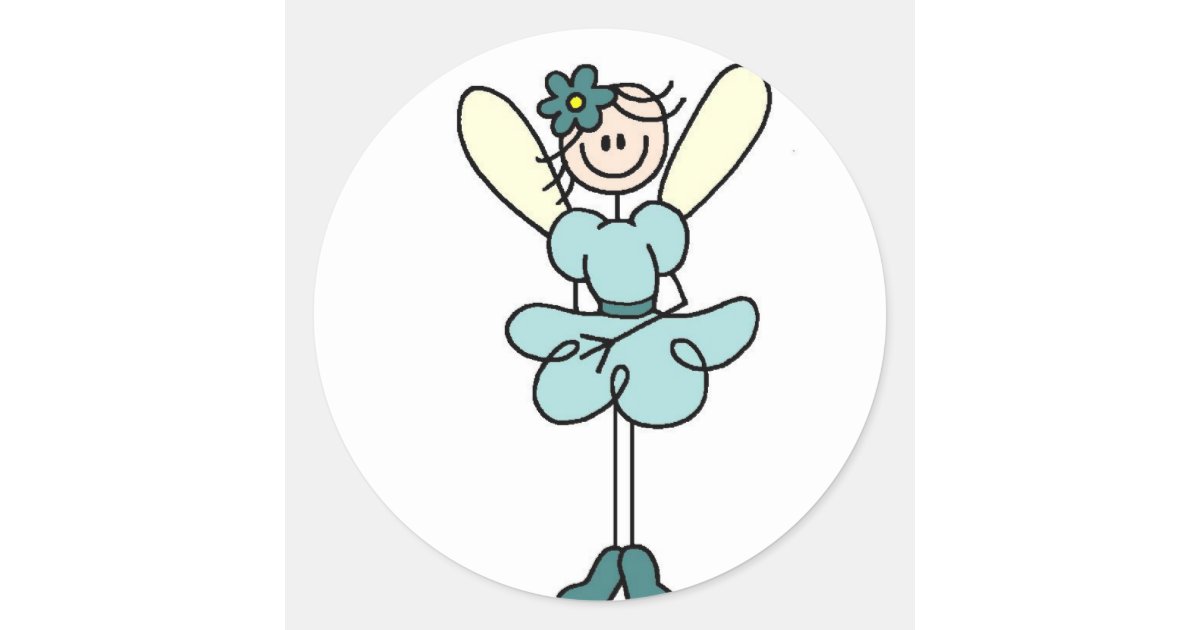 Stick Figure Angel In Teal Sticker | Zazzle
