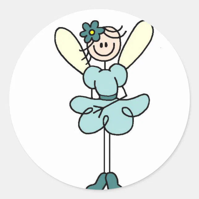 Stick Figure Angel In Teal Sticker | Zazzle