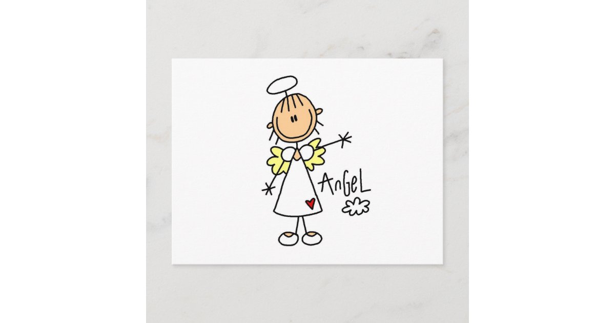 Stick Figure Angel T-shirts and Gifts Postcard | Zazzle