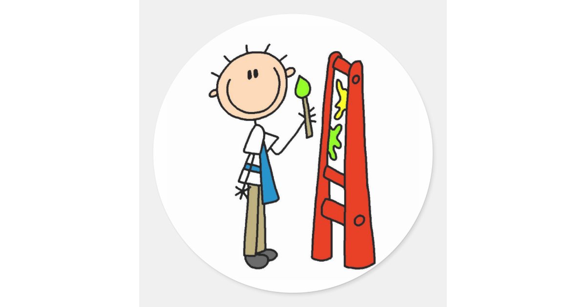 Stick Figure Artist Classic Round Sticker | Zazzle