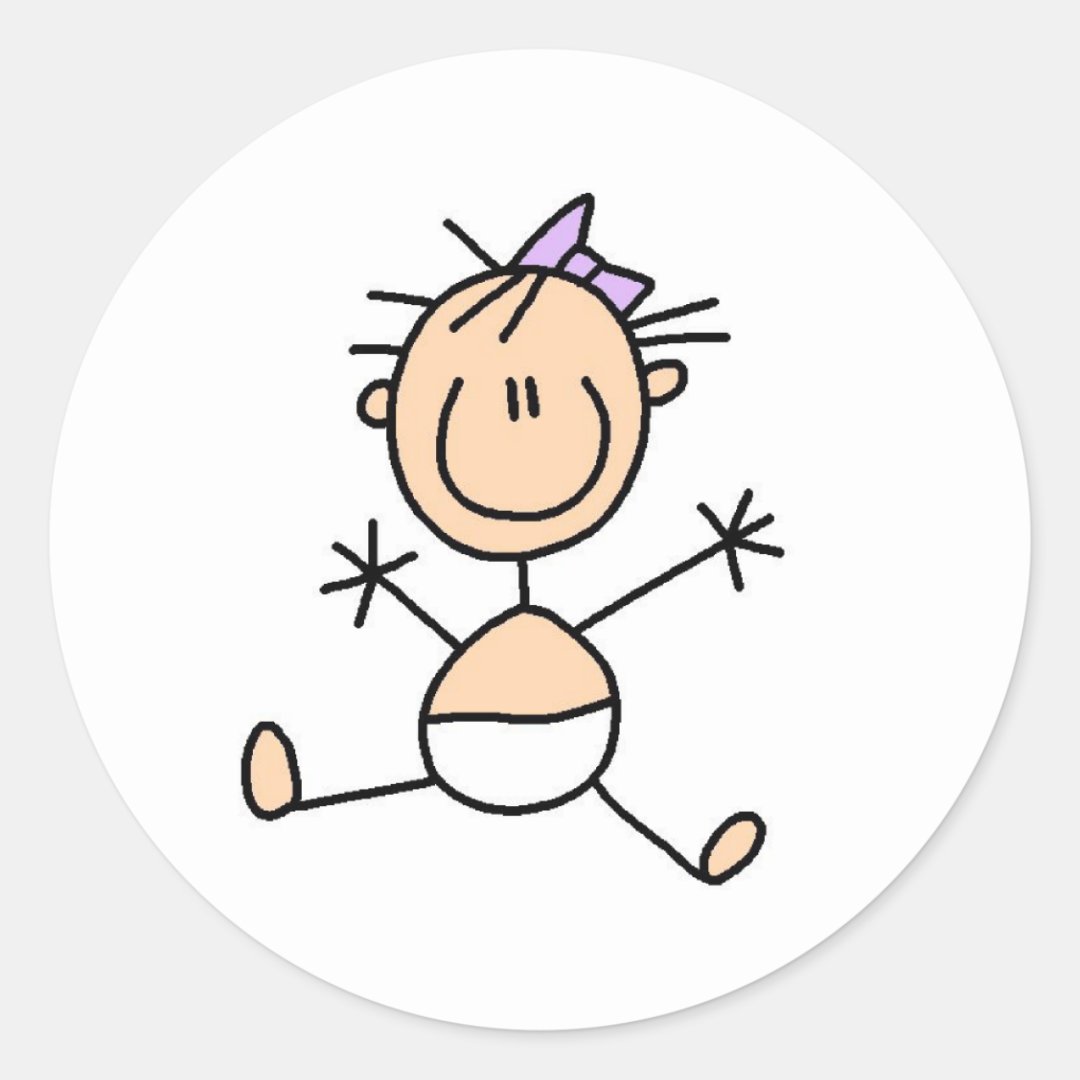 Stick Figure Baby Girl Sticker | Zazzle
