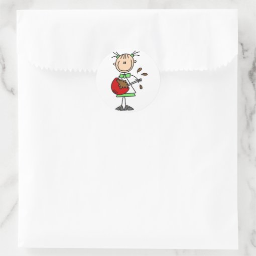 Stick Figure Baker Mixing Batter Classic Round Sticker | Zazzle