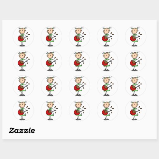 Stick Figure Baker Mixing Batter Classic Round Sticker | Zazzle
