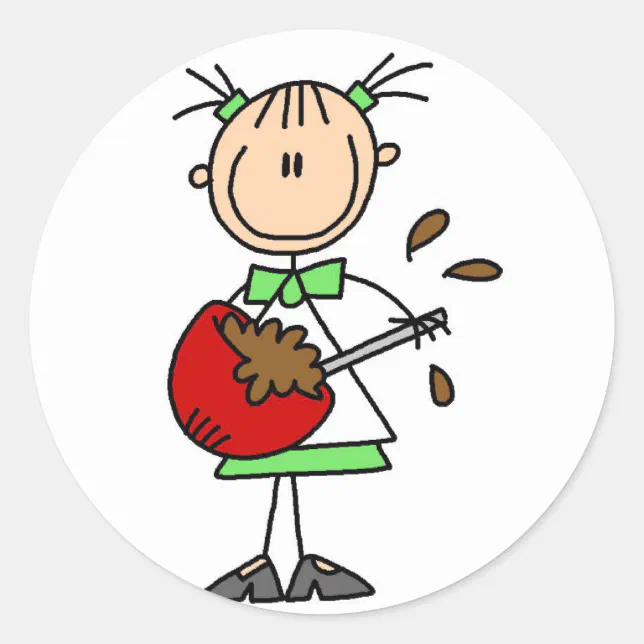 Stick Figure Baker Mixing Batter Classic Round Sticker | Zazzle