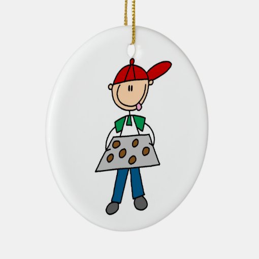Stick Figure Baking Cookies Ceramic Ornament | Zazzle
