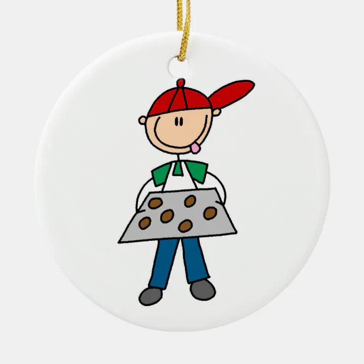 Stick Figure Baking Cookies Ceramic Ornament | Zazzle