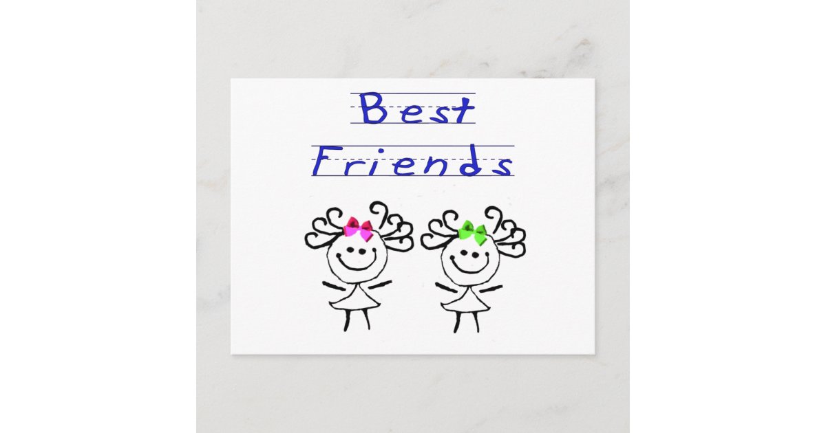 Stick figure best friends postcard | Zazzle