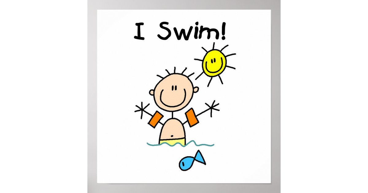 Stick Figure Boy I Swim Poster | Zazzle