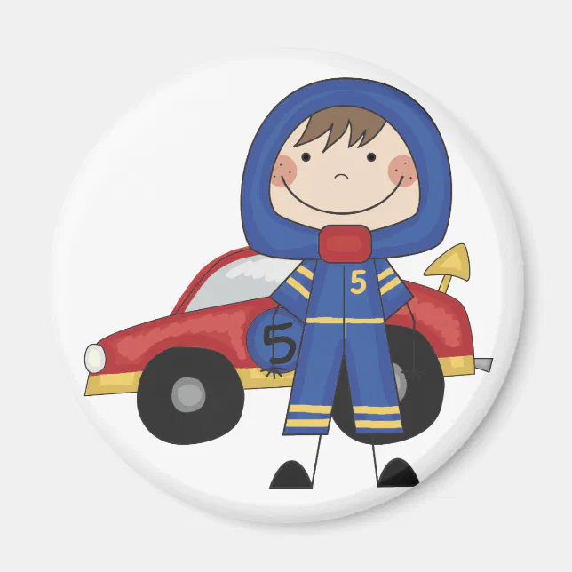 Stick Figure Boy Race Car Driver Tshirts Magnet | Zazzle