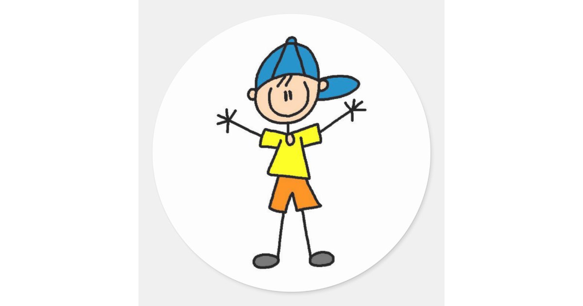 Stick Figure Boy Sticker | Zazzle