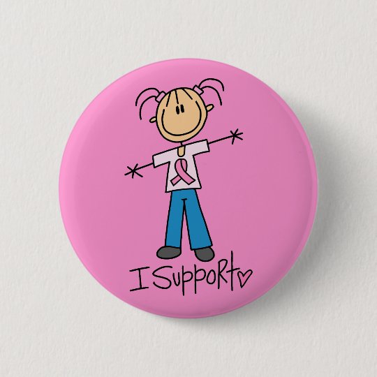 Stick Figure Breast Cancer Support Button | Zazzle.com