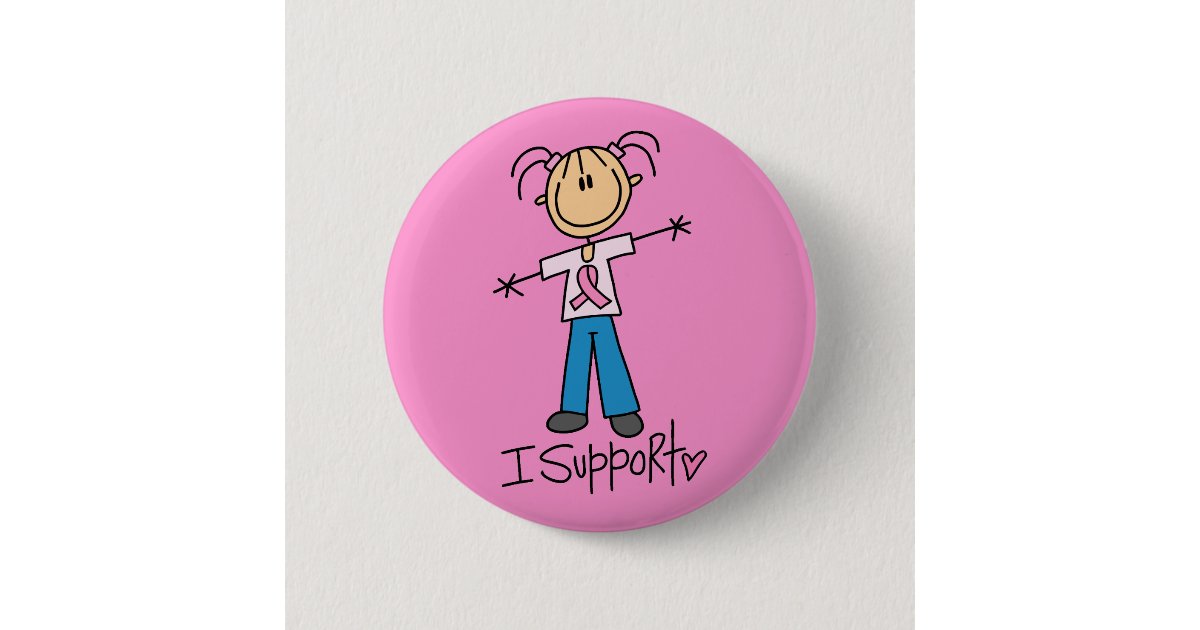 Stick Figure Breast Cancer Support Button | Zazzle