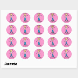 Stick Figure Breast Cancer Support Classic Round Sticker | Zazzle