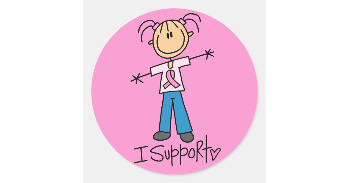 Stick Figure Breast Cancer Support Classic Round Sticker | Zazzle