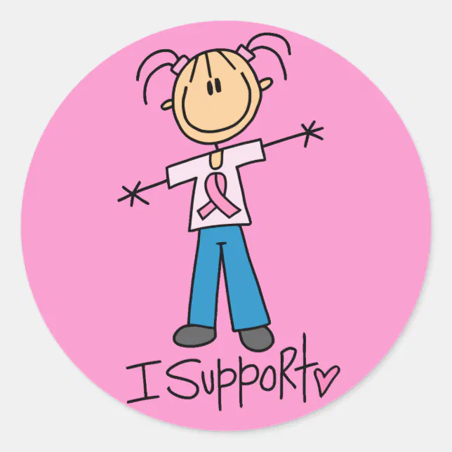 Stick Figure Breast Cancer Support Classic Round Sticker | Zazzle