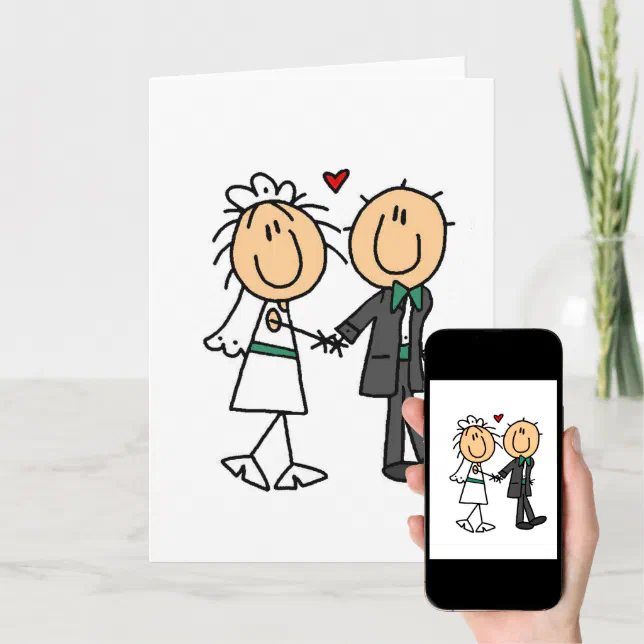 Stick Figure Bride and Groom Invitations | Zazzle