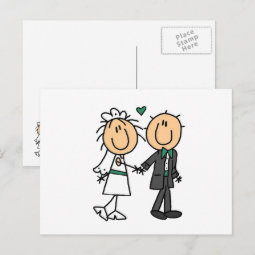 Stick Figure Bride and Groom T-shirts and Gifts Postcard | Zazzle