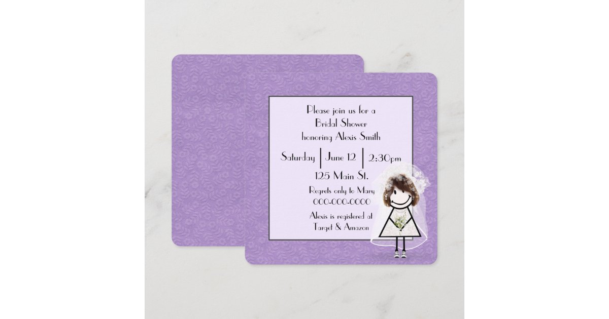 Stick Figure Bride for Bridal Shower Invitation | Zazzle