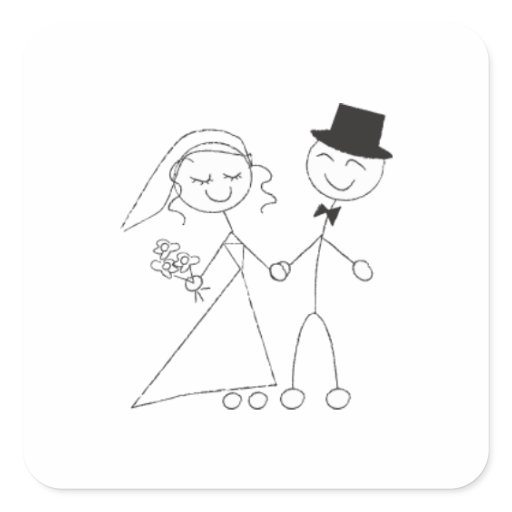 Stick Figure Bride & Groom Square Sticker | Zazzle