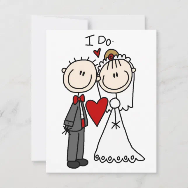 Stick Figure Bride & Groom Wedding Invitation Card | Zazzle