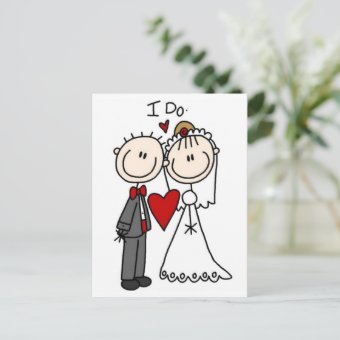 Stick Figure Bride & Groom Wedding Save the Date Postcard | Zazzle