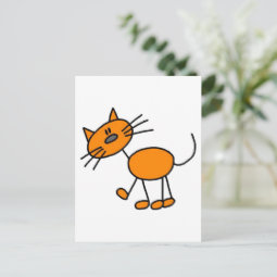 Stick Figure Cat T-shirts and Gifts Postcard | Zazzle