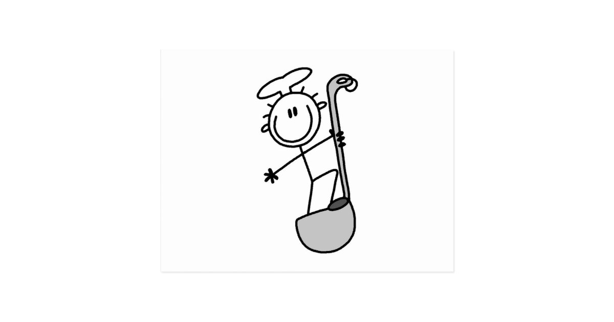 Stick Figure Chef With Ladle Postcard | Zazzle.com