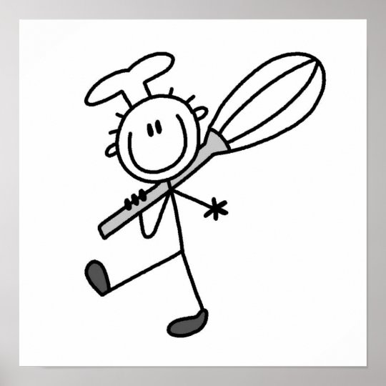 Stick Figure Chef With Whisk Poster | Zazzle.com