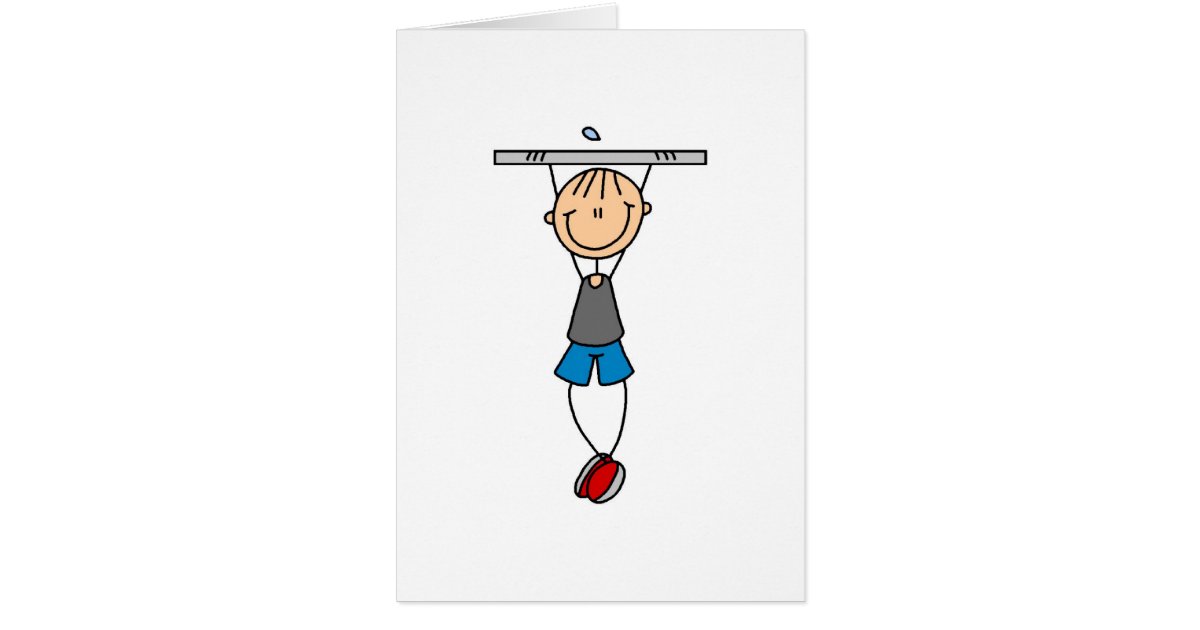Stick Figure Chin Ups Card | Zazzle