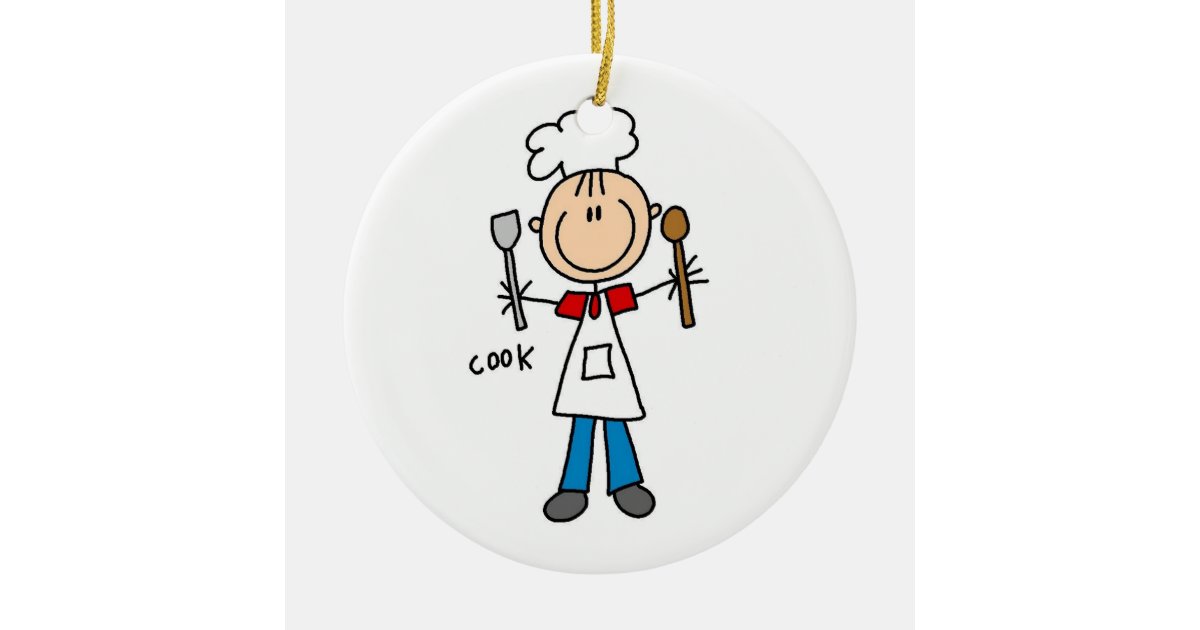 Stick Figure Cook Ceramic Ornament | Zazzle