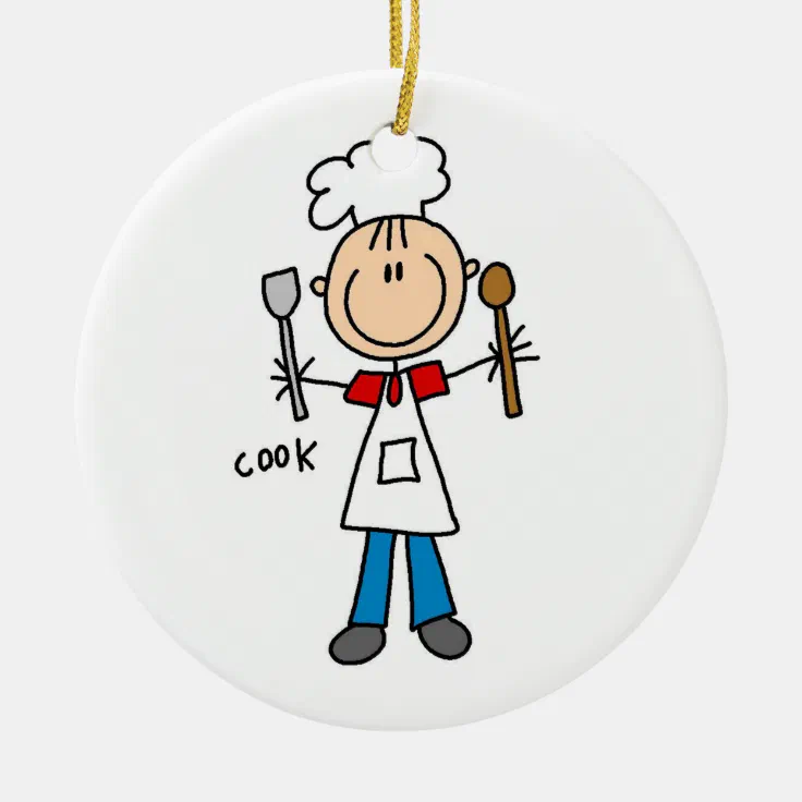 Stick Figure Cook Ceramic Ornament | Zazzle