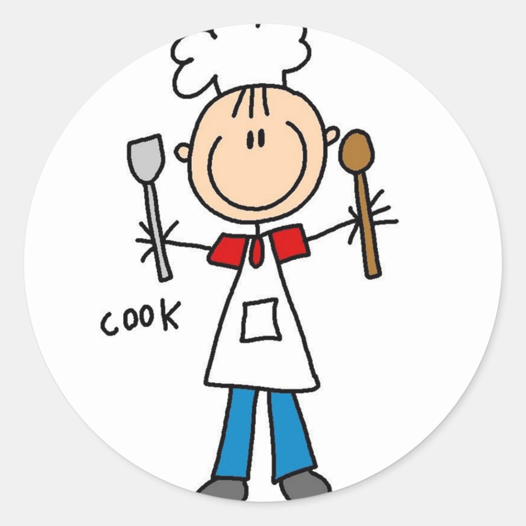 Stick Figure Cook Sticker | Zazzle