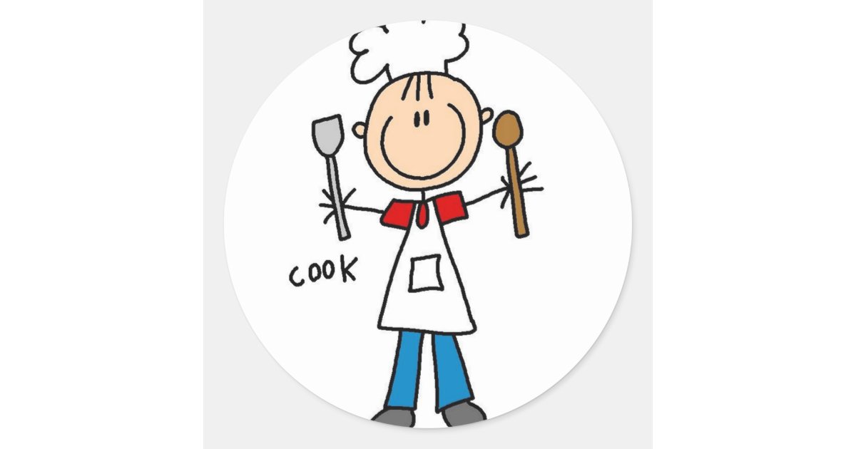 Stick Figure Cook Sticker | Zazzle
