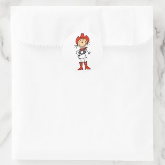 Stick Figure Cowgirl Red Hat and Boots Stickers | Zazzle