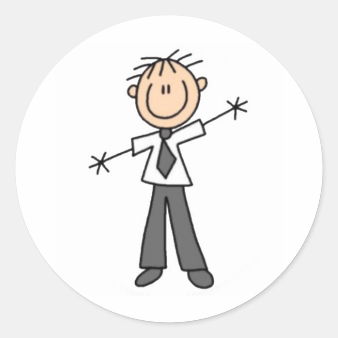 Stick Figure Dad Classic Round Sticker | Zazzle