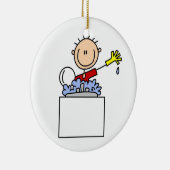 Stick Figure Doing Dishes Ceramic Ornament | Zazzle