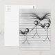 Stick Figure Drawing of Hanging on Lines Postcard | Zazzle