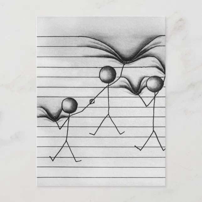 Stick Figure Drawing of Hanging on Lines Postcard | Zazzle