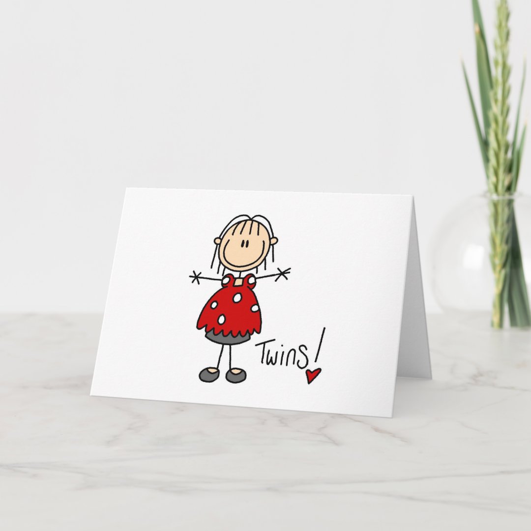 Stick Figure Expecting Twins Announcement | Zazzle