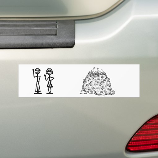 Stick figure family (no kids) bumper sticker | Zazzle