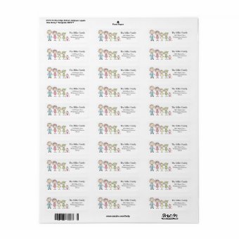 Stick Figure Family Return Address Labels | Zazzle