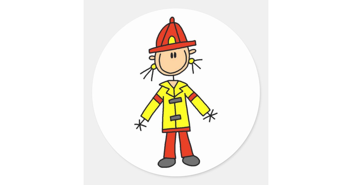 Stick Figure Firefighter Stickers | Zazzle