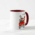 Stick Figure Firefighter with Fire Engine Mug | Zazzle