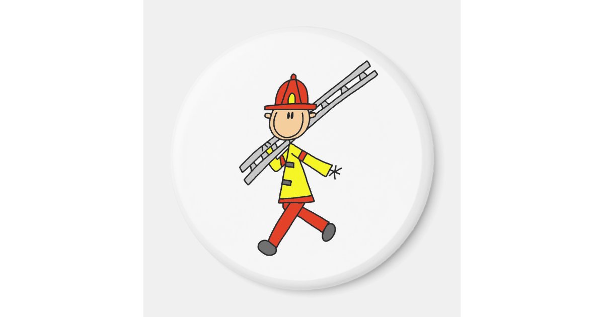 Stick Figure Firefighter with Ladder Magnet | Zazzle